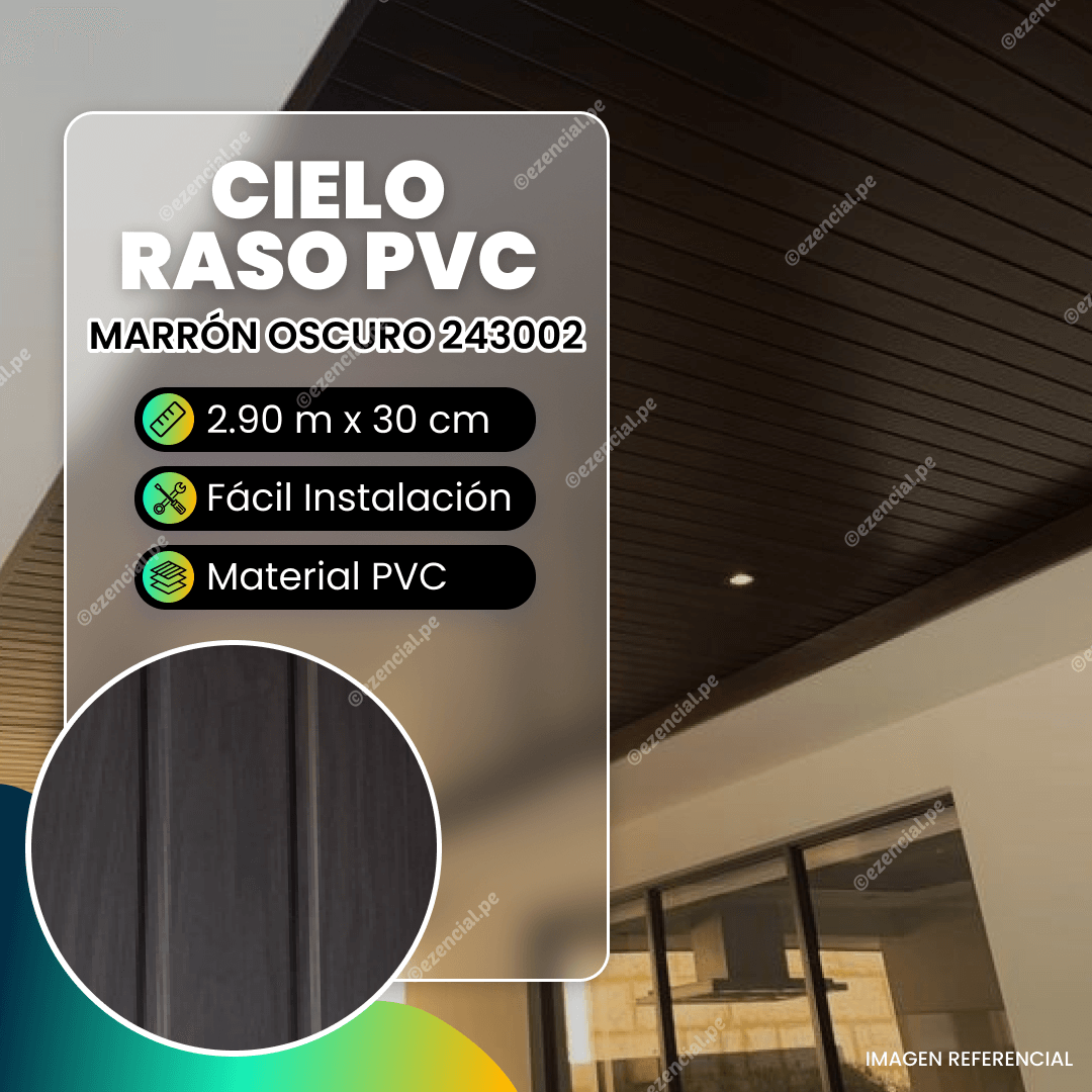 Cielo Raso PVC Marrón Oscuro 243002 290x30cm | ezencial.pe