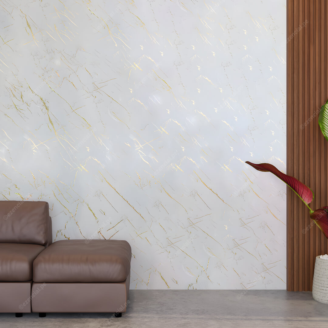 Panel SPC Tipo Mármol Blanco con Rayas Doradas | ezencial.pe
